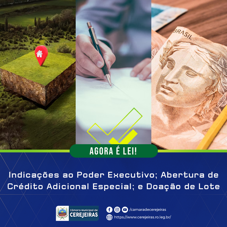 AGORA É LEI: Indicações ao Poder Executivo; Abertura de Crédito ...